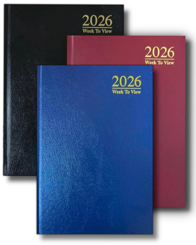 2026 A4 / A5 Diary Day A Page or Week To View Desk Diary Hard Backed ...