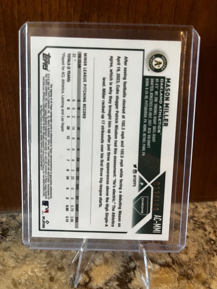 2023 Topps Chrome Update Series - Autographs Mason Miller #AC-MMI Aqua ...