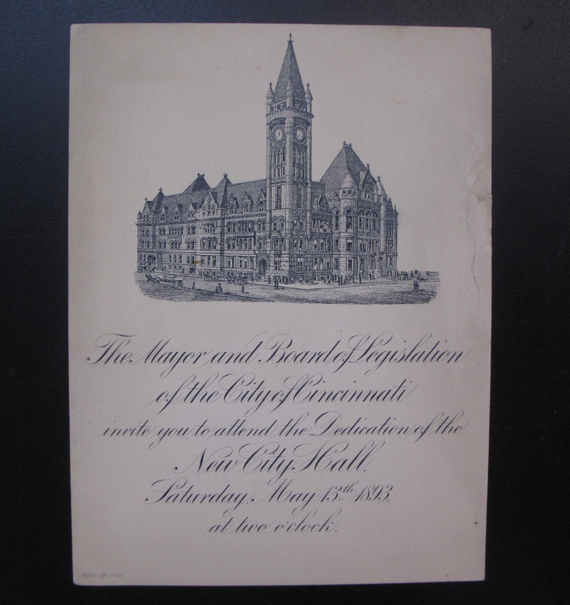 Cardstock Broadside Mayor City of Cincinnati Ohio New City Hall ...