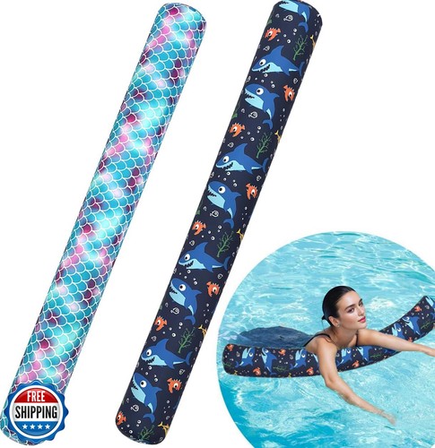 2 Pack Inflatable Pool Noodle Floats, 54″ Large Swim Pool Noodles for ...