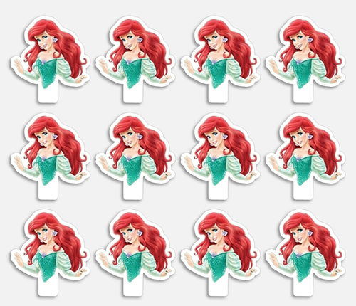 EDIBLE Ariel Little Mermaid half body green dress wafer Cupcake Toppers ...
