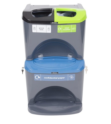 Glasdon Nexus Stack 30L Recycling Bin - 30L Locking Paper Bin & 15L/15L ...