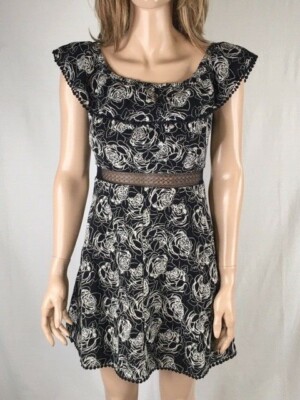 Junior's NWOT J.O.A. Just One Answer Black Floral Sleeveless Dresss ...
