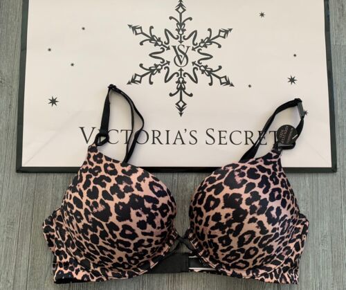 34AA Victoria Secret Very Sexy Leopard Bombshell Add-2-Cups Push Up Bra ...