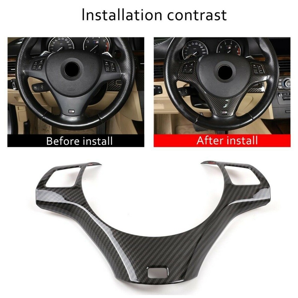 Carbon Fiber Steering Wheel Trim Cover Frame For BMW M 3 E90 E91 E92 ...