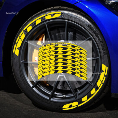 Yellow NITTO Permanent Tire Lettering Sticker Rubber 1.38" 15"-24 ...