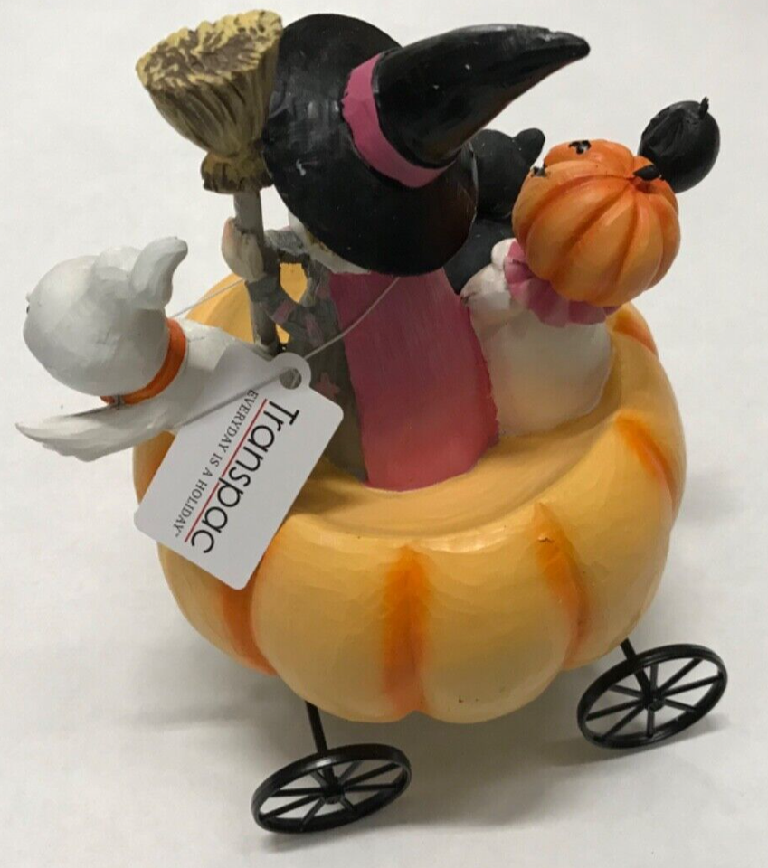 Halloween 8.75" Orange and Gray "Boo Boo" Pumpkin Cart Table Decor ...