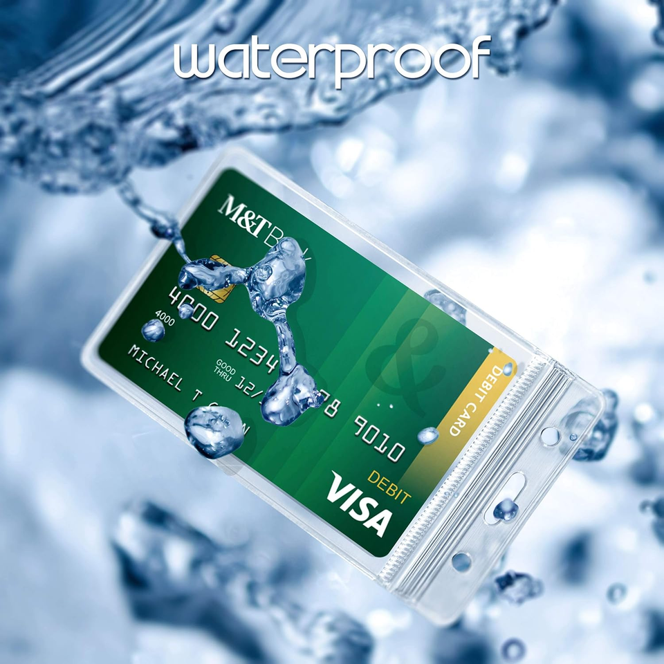 ID Badge Holder with Metal Badge Clips – Waterproof Sealable Clear ...