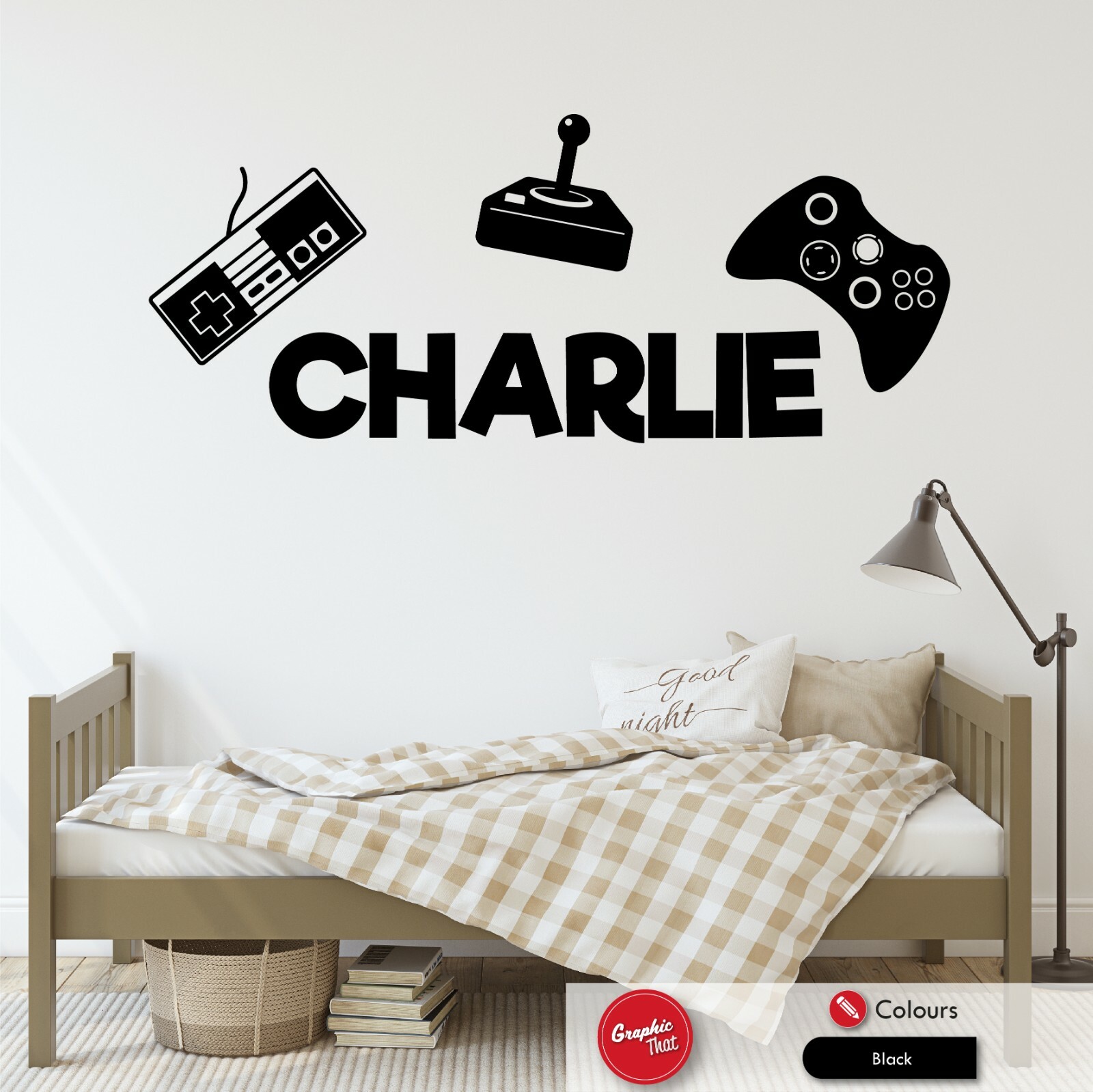 Personalised Name Wall Art Sticker Gaming Gamer Boys Kids Bedroom Vinyl ...