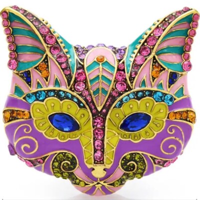 Vivid Colors on Beautifully Decorated Cat Mask. Textured Glass and ...