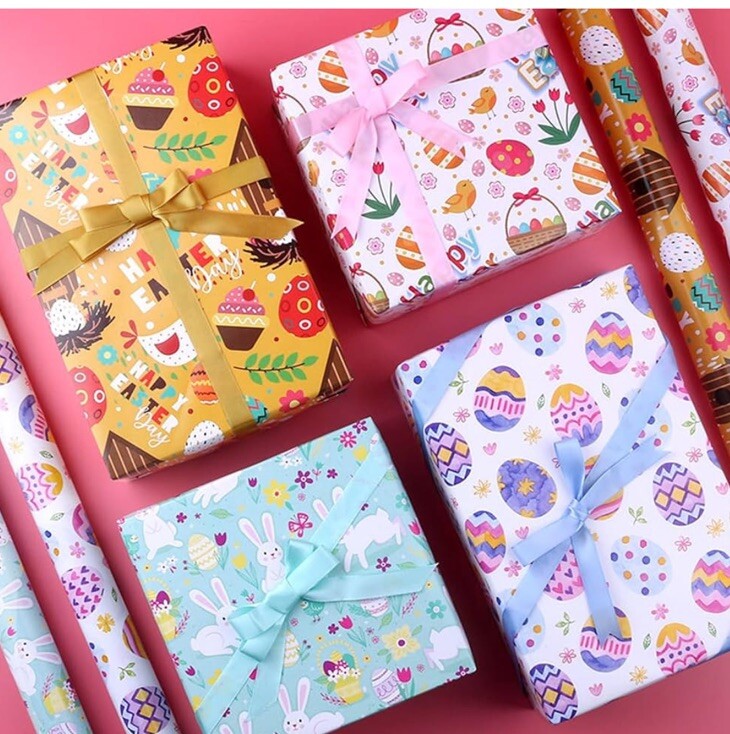 8 Sheets Easter Wrapping Paper Gift Wrap Cute Bunny Chick 5033601004486 ...