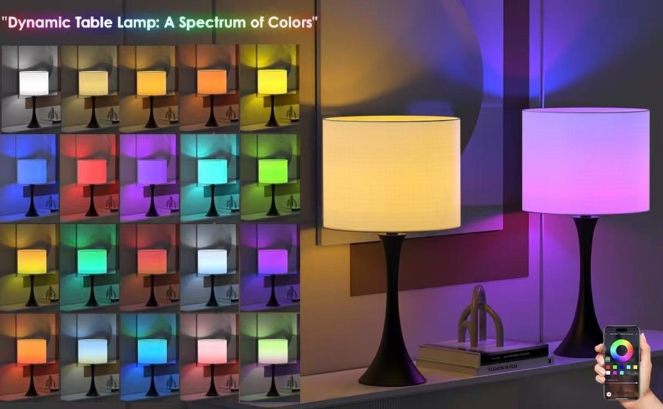 24" Tall Modern Smart Bedside Table Lamps for Bedroom Set of 2, Bedroom ...