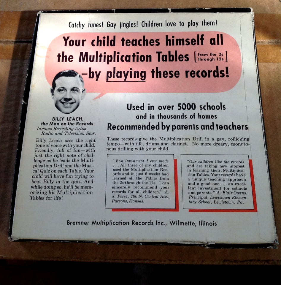 Musical Multiplication Tables 5 33 rpm records 11 Quiz Cards COMPLETE ...