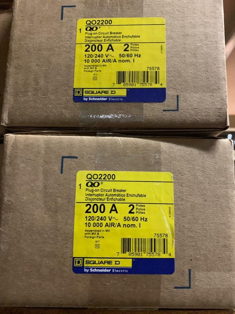 Square D QO2200 200A Two-Pole Circuit Breaker - Black for sale online ...