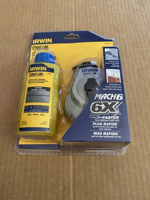 IRWIN STRAIT-LINE straight Classic 100' 30m Chalk Reel Blue Wide Door ...