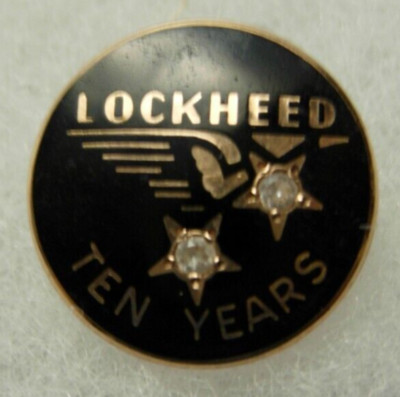 Lockheed Aircraft 10K Gold 10 Year Service Pin - Leavens Co Maker - PB ...