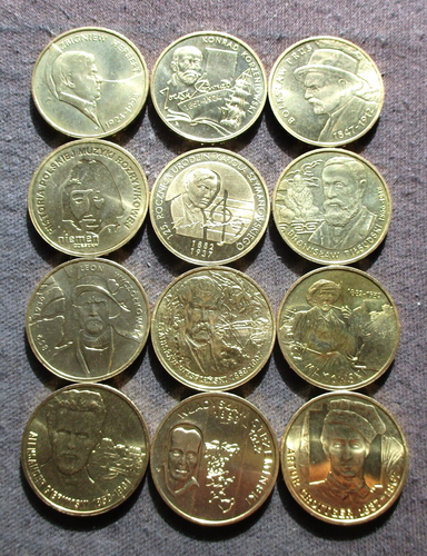 LOT OF TWELVE COMMEMORATIVE COINS OF POLAND - FAMOUS POLISH ARTISTS ...