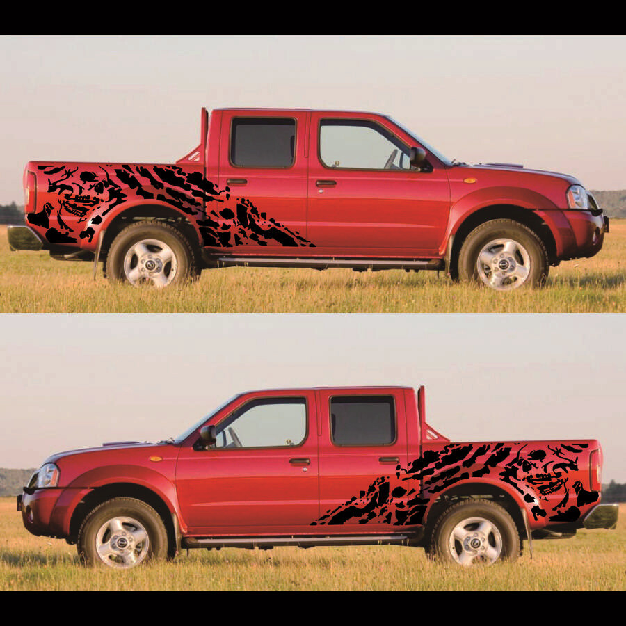 2x Car Truck Side Vinyl Sticker 4X4 Off Road Pickup Decal Skull ...