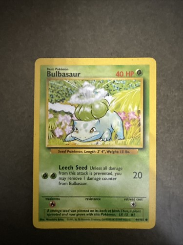 1st Edition Bulbasaur 44/102 Shadowless Base Set | eBay