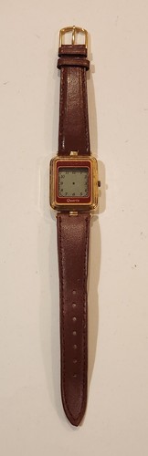 Vintage INOX Red LCD Quartz Watch Brown Band Rare | eBay