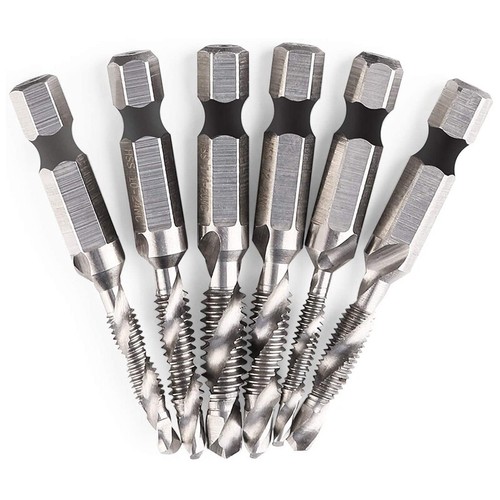 6Pcs Drill Tap Set Hex SAE Combination Drill and Tap Bit Set HSS 4341 ...