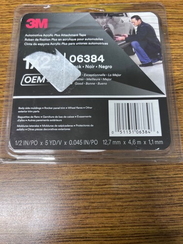 3M 06384 Gray 1/2 X 5 Yard Automotive Acrylic Plus Attachment Tape NEW ...