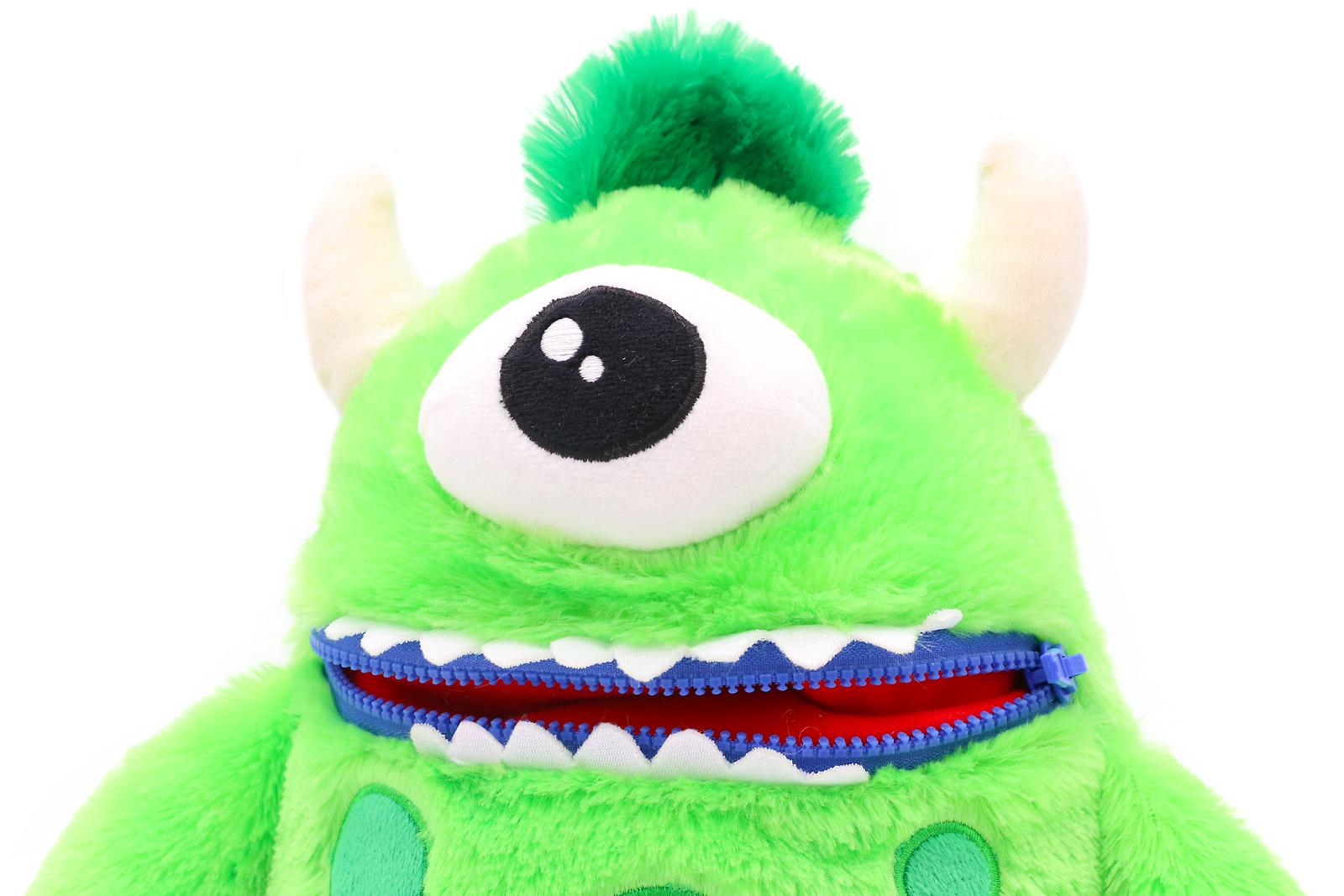 GREEN WORRY YUMMY MONSTER STUFFED TOY CUDDLY ZIPPER MOUTH EATS FEARS ...