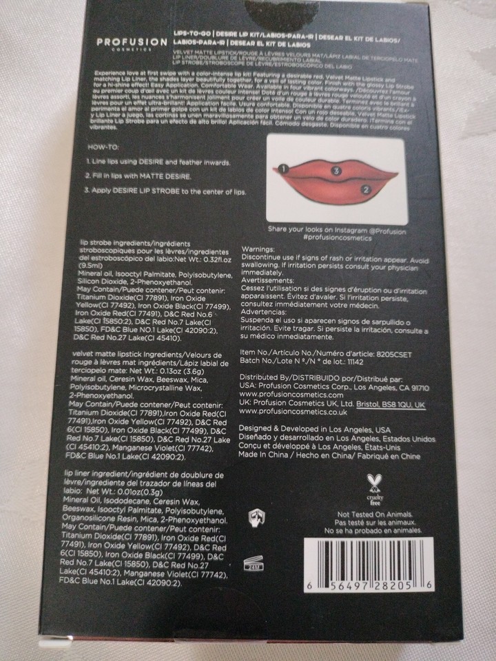 Profusion Cosmetics Lips-To-Go, 3 Pc Velvet Lip Kit, Desire, Red ...