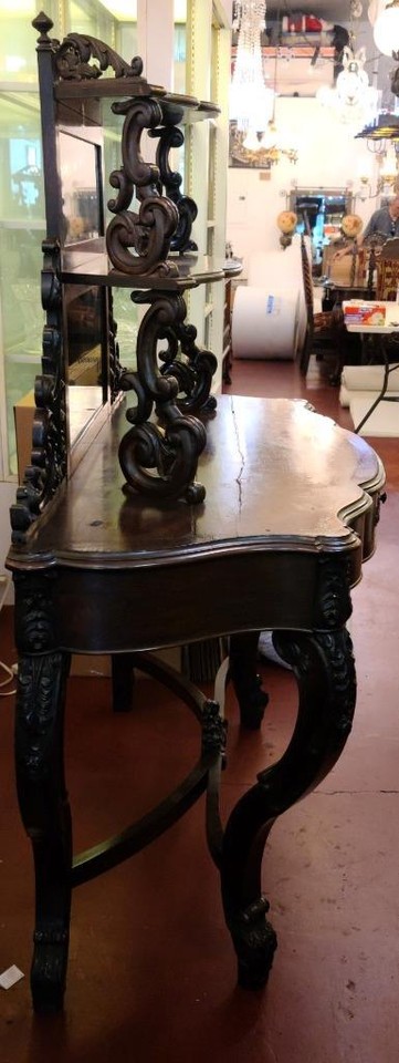 Gorgeous Victorian Solid Mahogany Writing Desk with Vitrine Shelf ...