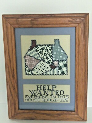Cross Stitch and Needle Point "Help Wanted" Sign in Frame | eBay