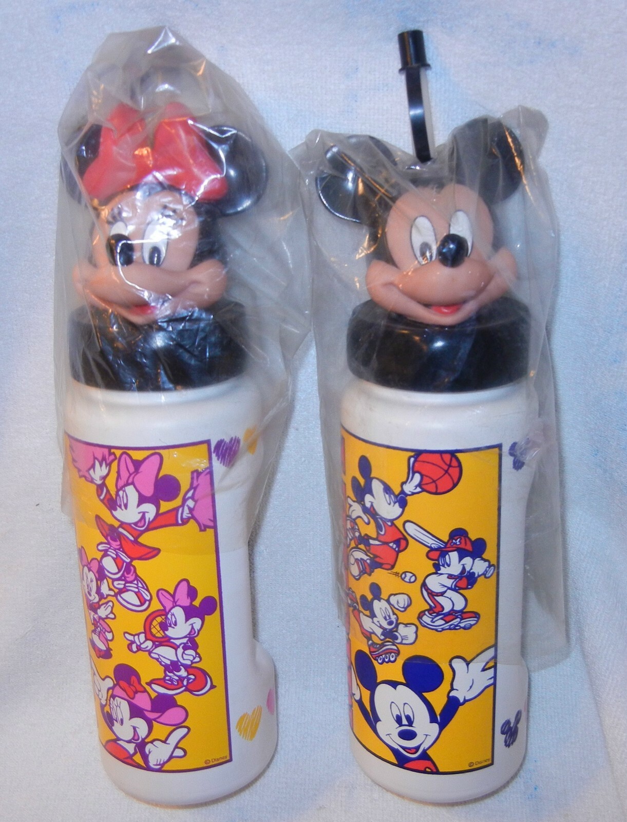 Walt Disney World Mickey & Minnie Mouse Water Drink Character Head ...