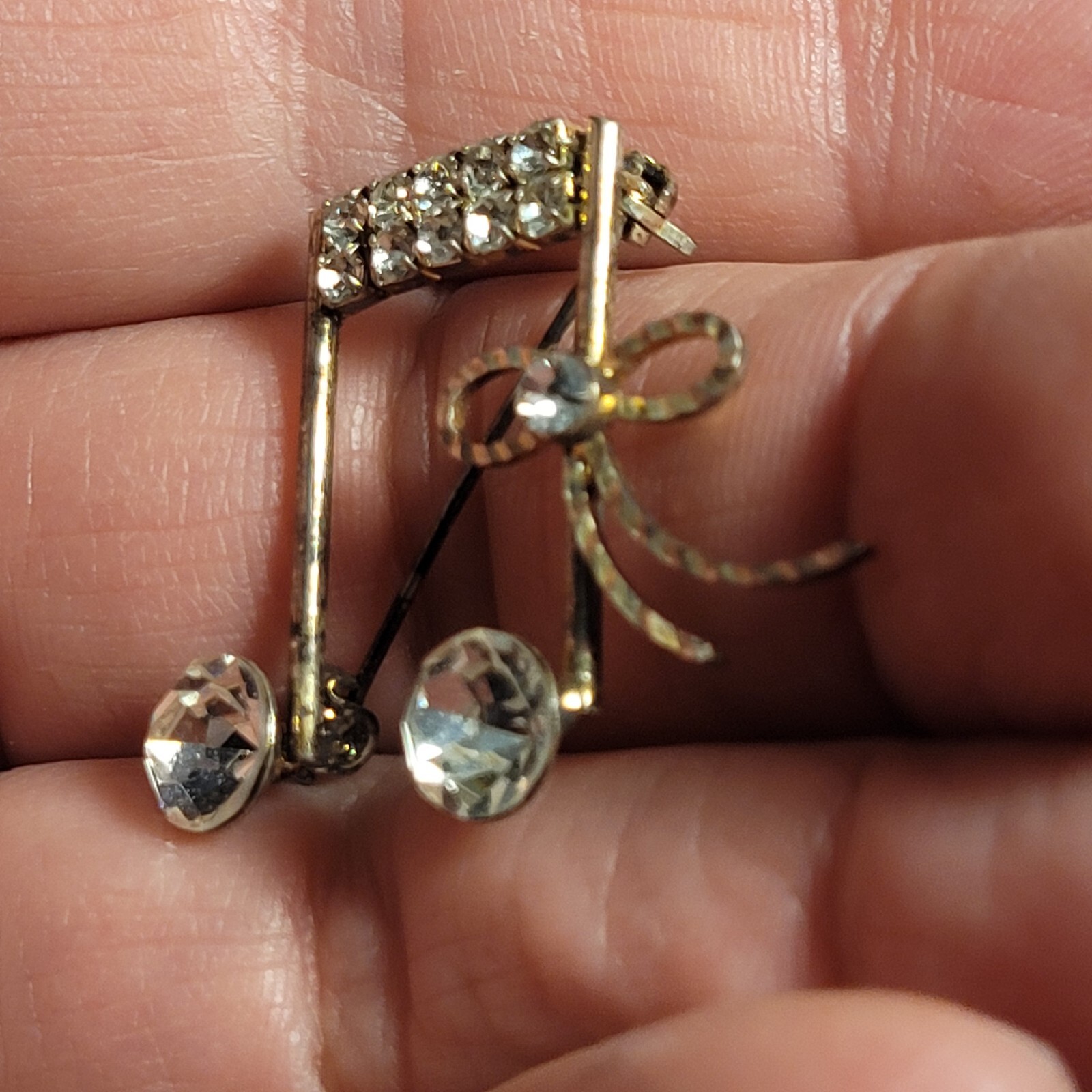 Vintage Music/Musical Note (Crystal/Rhinestone) Silve… - Gem