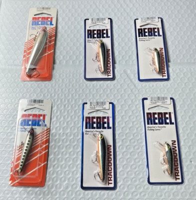 (LOT OF 6) Rebel Minnows - 2 Floating + 4 Tracdown *All New in Packages ...
