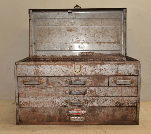 Craftsman 6 drawer mechanics 1950s tool box chest vintage garage rat ...