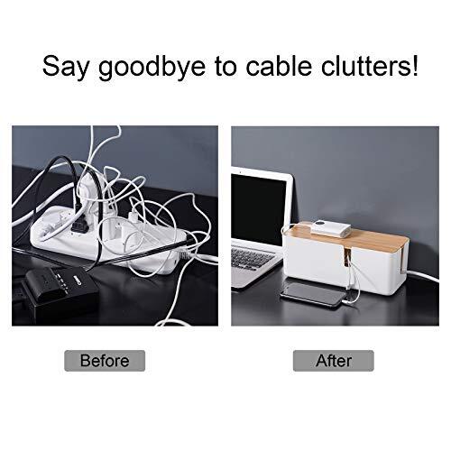 Small Cable Management Box With Bamboo Lid For Extension Cord Power ...