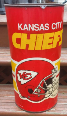 NFL Kansas City Chiefs Metal Trash Can ~ 19 1/4" x 10 1/4" ~ TAYLOR ...
