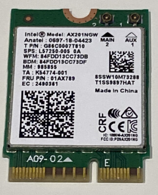 Intel AX201NGW WiFi 6 NGFF Wireless Card (READ DESCRIPTION BEFORE ...