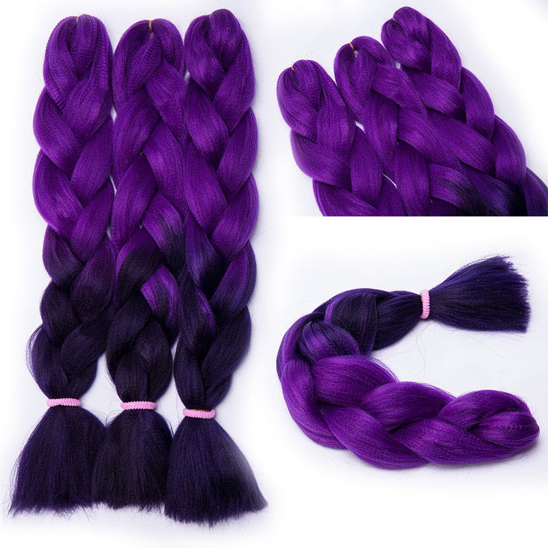 24" Handmade Jumbo Braiding Hair Extensions Plaited Box Braids Ombre ...