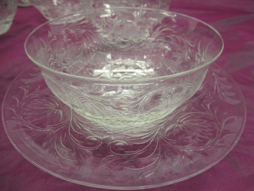 8pc Antique Webb Corbett spider web cut glass crystal bowls & under ...