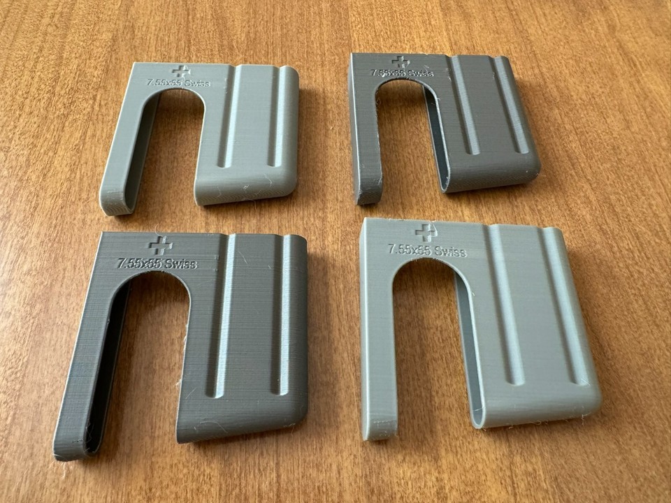K31 Charger / Stripper Clip for 7.55x55 Swiss - Pack of Four (Grey Pack ...