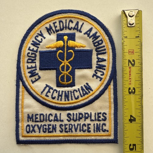 Emergency Medical Ambulance Technician Patch Unused 60’s Blue Yellow ...