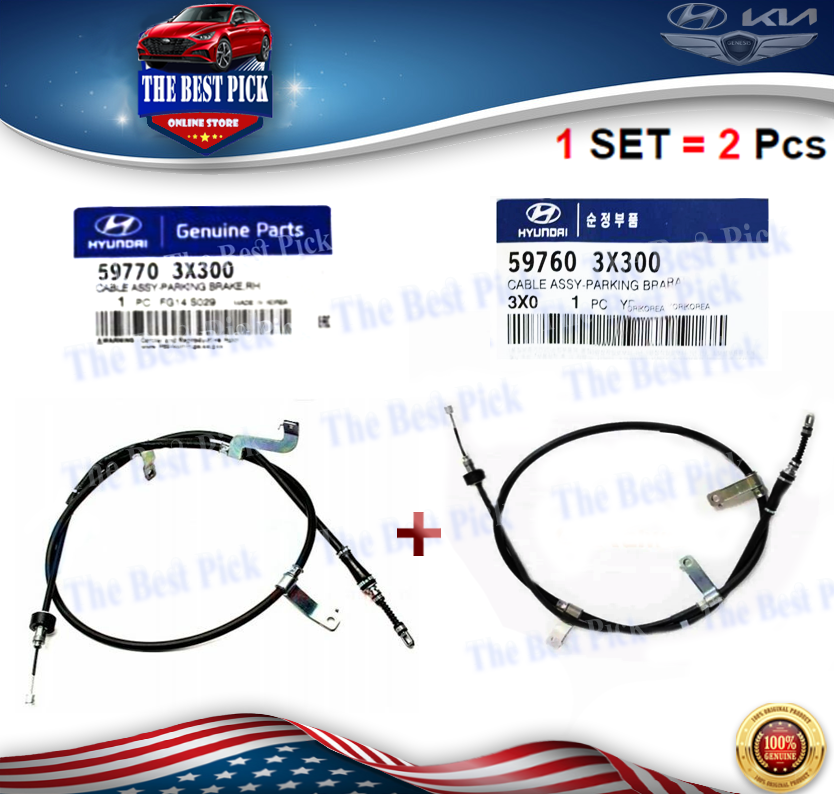 ⭐ GENUINE ⭐ set 2 pcs Parking Brake Cable LEFT + RIGHT fits Elantra ...