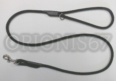 HANDMADE 8mm GUN DOG / PET DOG CLIP LEAD BRAIDED ROPE BLACK LENGTHS 1 ...