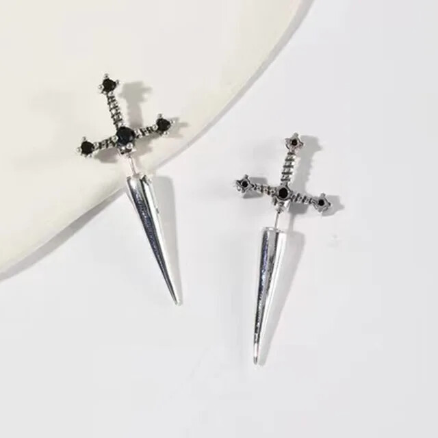 Women's Vintage Goth Sword Earrings |Cool Punk Crystal Ear Jewelry ...