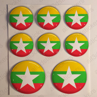 Stickers Myanmar Burma Gel Domed Resin 3D Flags Vinyl Sticker Decals ...