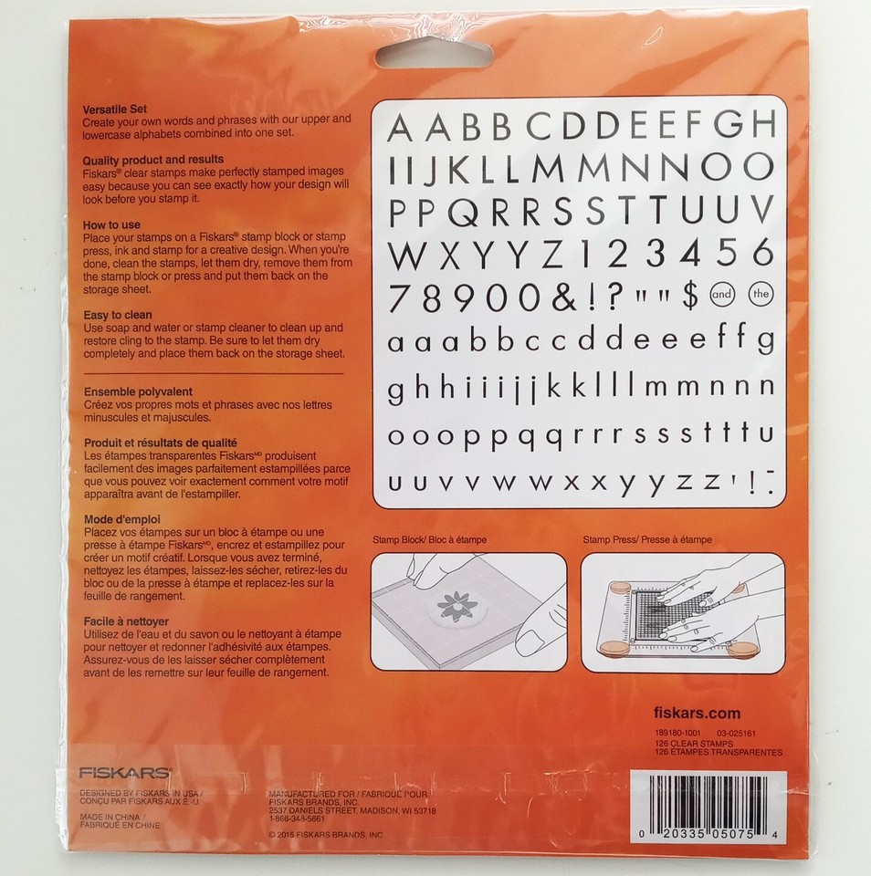 Fiskars 189180 Clear Stamp Set, 126pc Full Alphabet of Basic Font | eBay