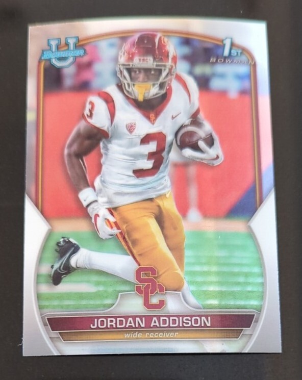 🏈2023 Topps Bowman U 1st Jordan Addison card 36 RC USC WR Minnesota ...