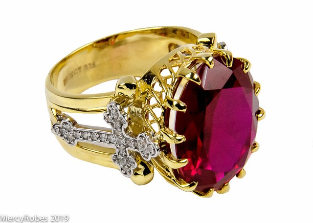 Women's Clergy Apostle Ring (MRG2030 G R) Red Ruby, Sterling Silver ...