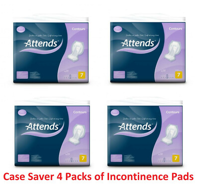 Attends Contours 7 Pads 4 Packs of 28 Incontinence Aid Pad (1799ml ...