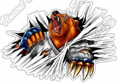 Bursting Bear Fighter Mascot Sport Karate Car Bumper Vinyl Sticker ...
